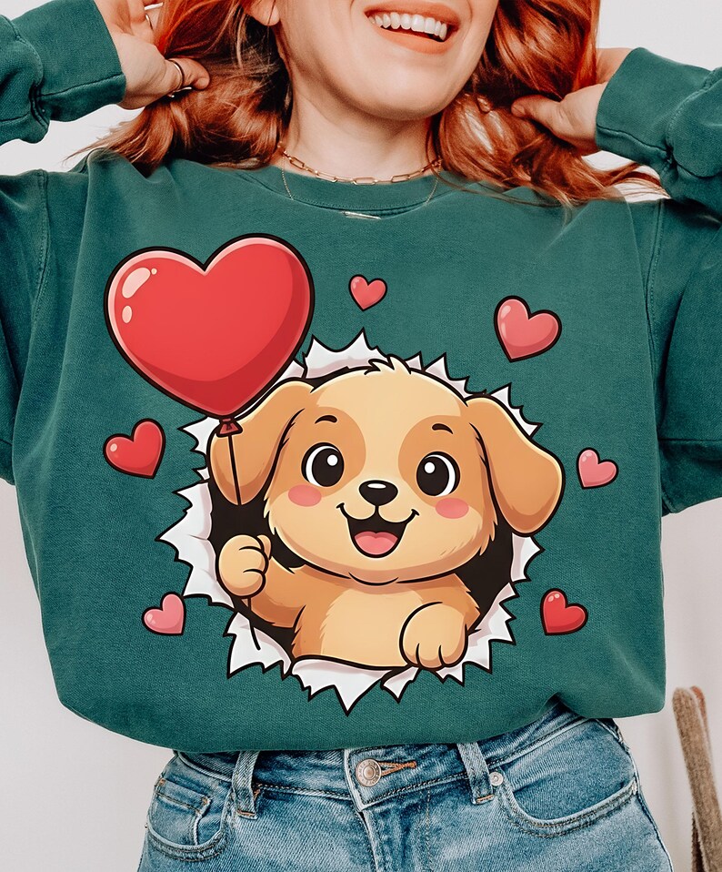 Funny Dog Valentine PNG, Front and Back Design, Cute Puppy Heart ...