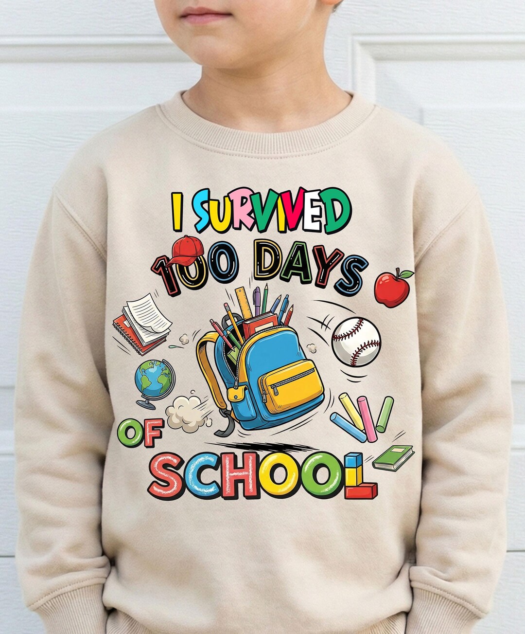 I Survived 100 Days of School PNG, Funny Student Sublimation, Blue ...