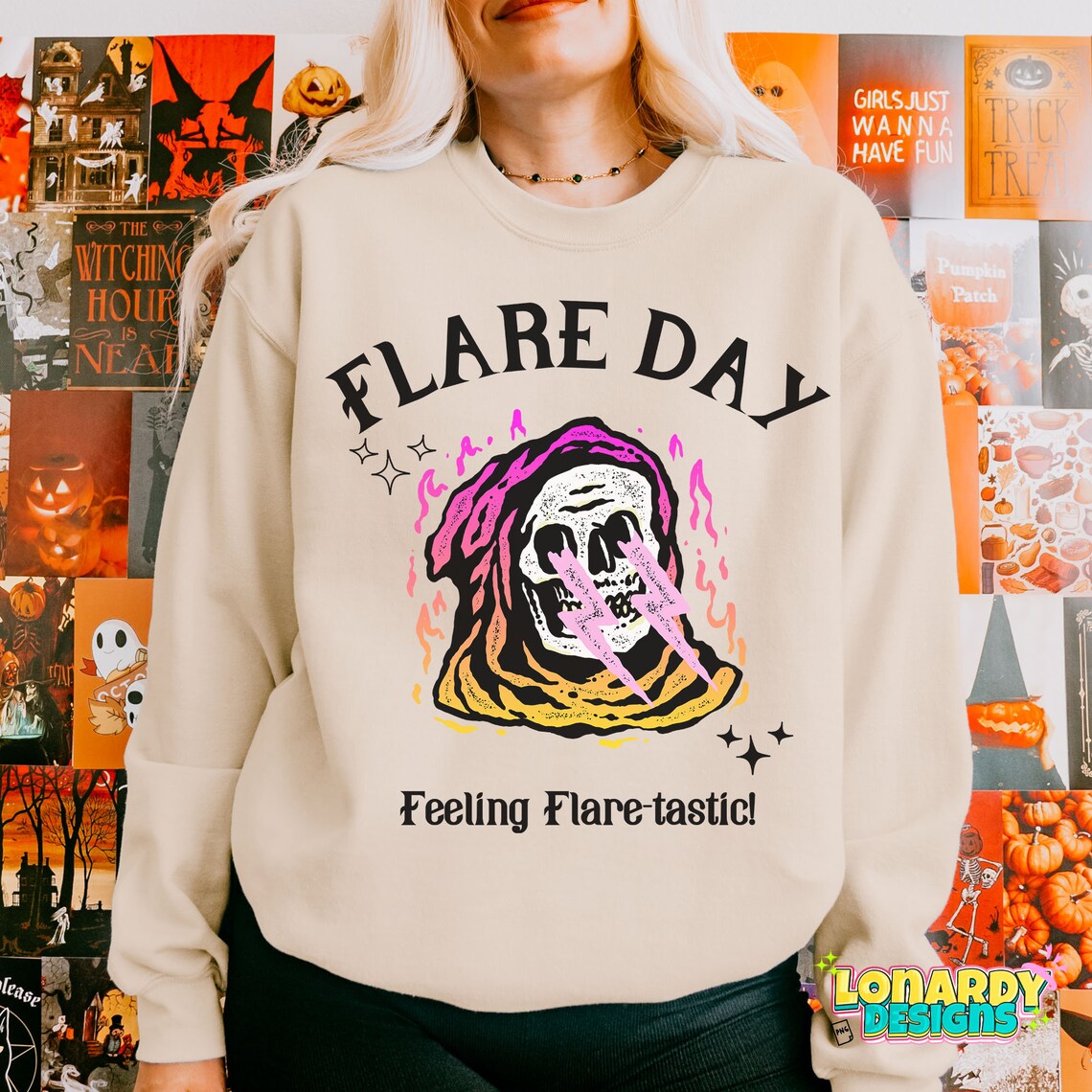 Flare Day PNG, Vintage Skull Sublimation Design, Chronic Illness ...