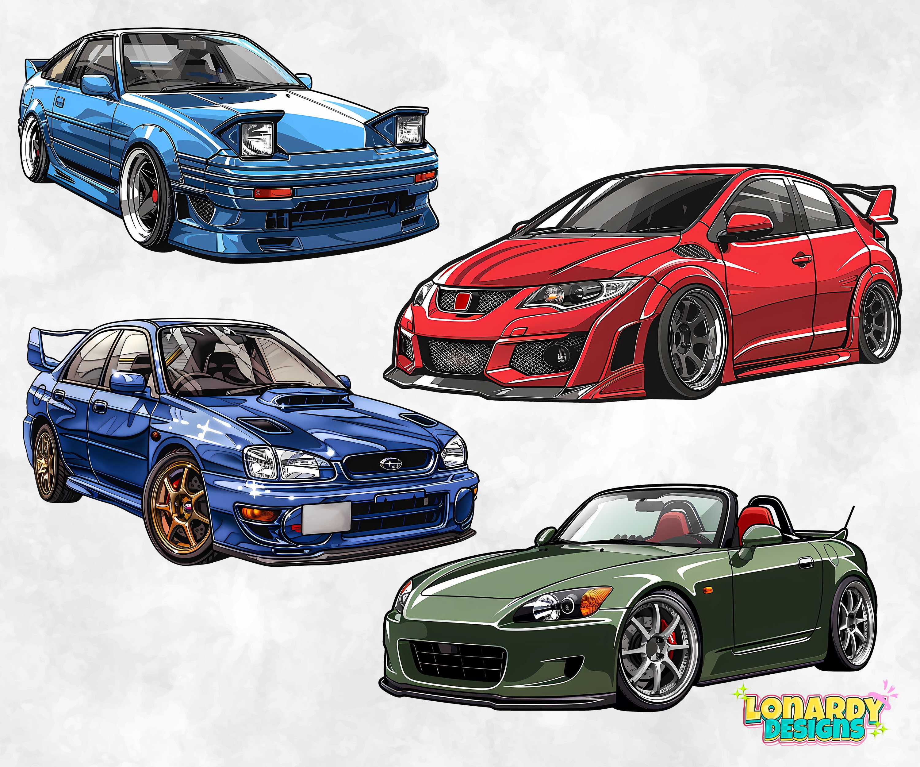 JDM Cars PNG Clipart Bundle Tuner Vehicle Printable Graphics Automotive ...