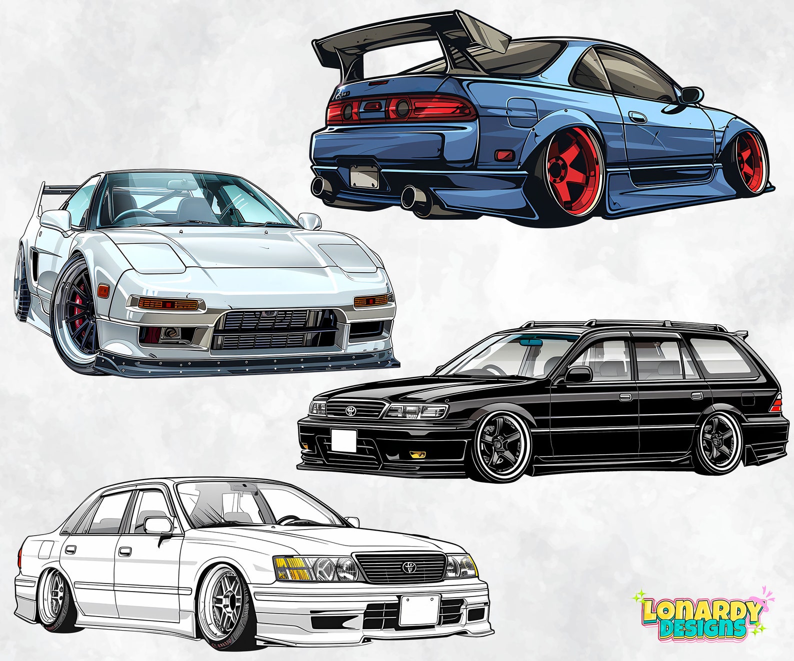 JDM Cars PNG Clipart Bundle Tuner Vehicle Printable Graphics Automotive ...