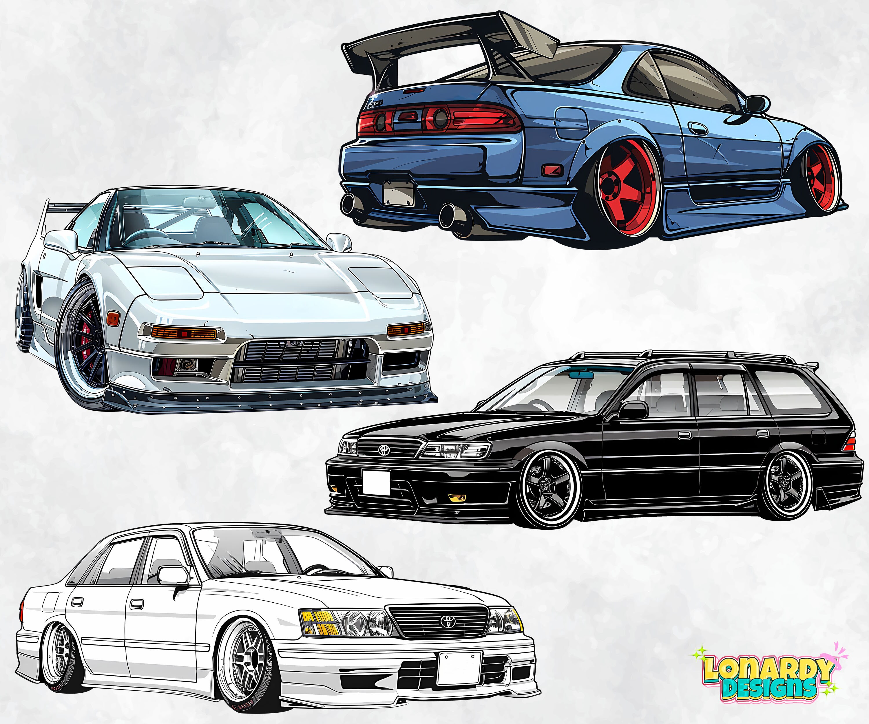 JDM Cars PNG Clipart Bundle Tuner Vehicle Printable Graphics Automotive ...