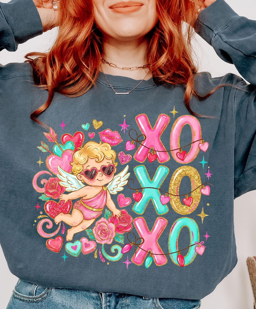 XOXO Valentine PNG, Cute Cupid Sublimation, Galentines Day Png, Heart ...