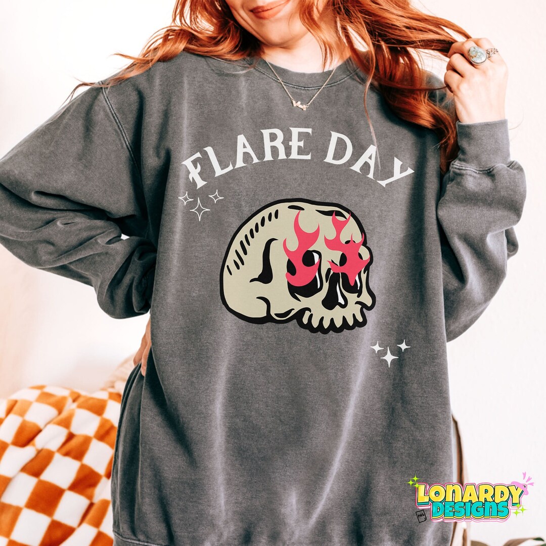 Flare Day PNG, Vintage Skull Sublimation Design, Chronic Illness ...