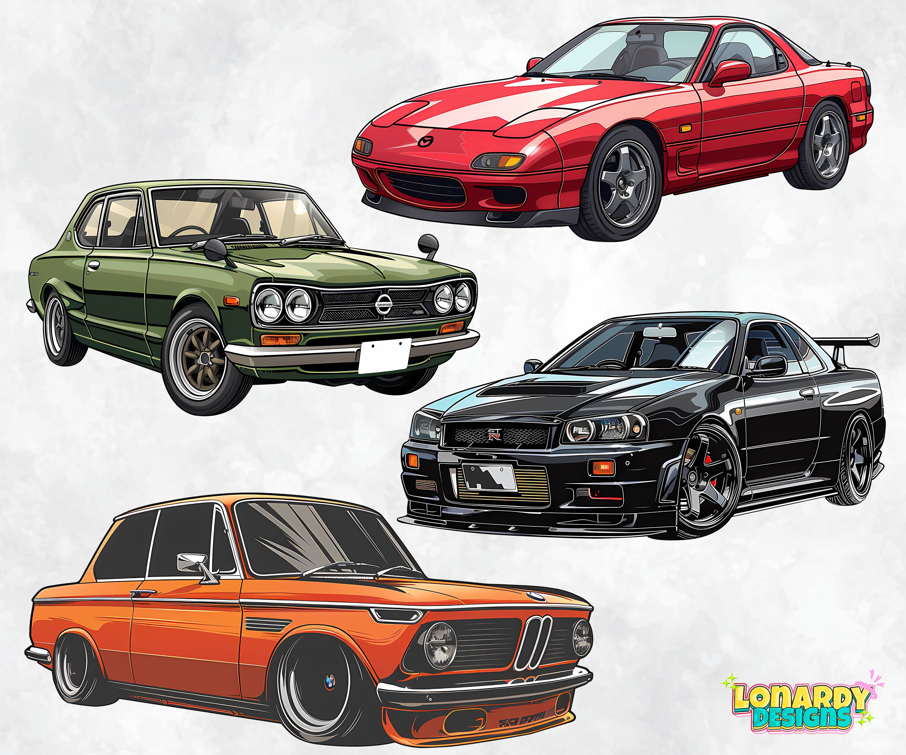 JDM Cars PNG Clipart Bundle Tuner Vehicle Printable Graphics Automotive ...