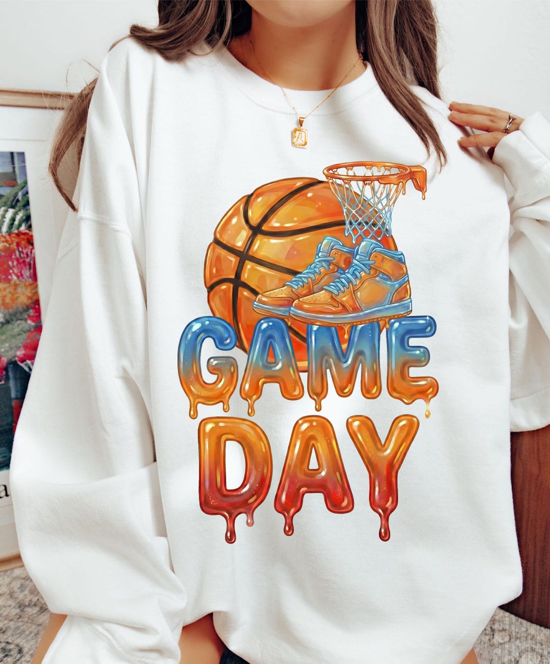 Game Day Basketball PNG, Jelly Text Sublimation, Gummy Dripping Letters ...