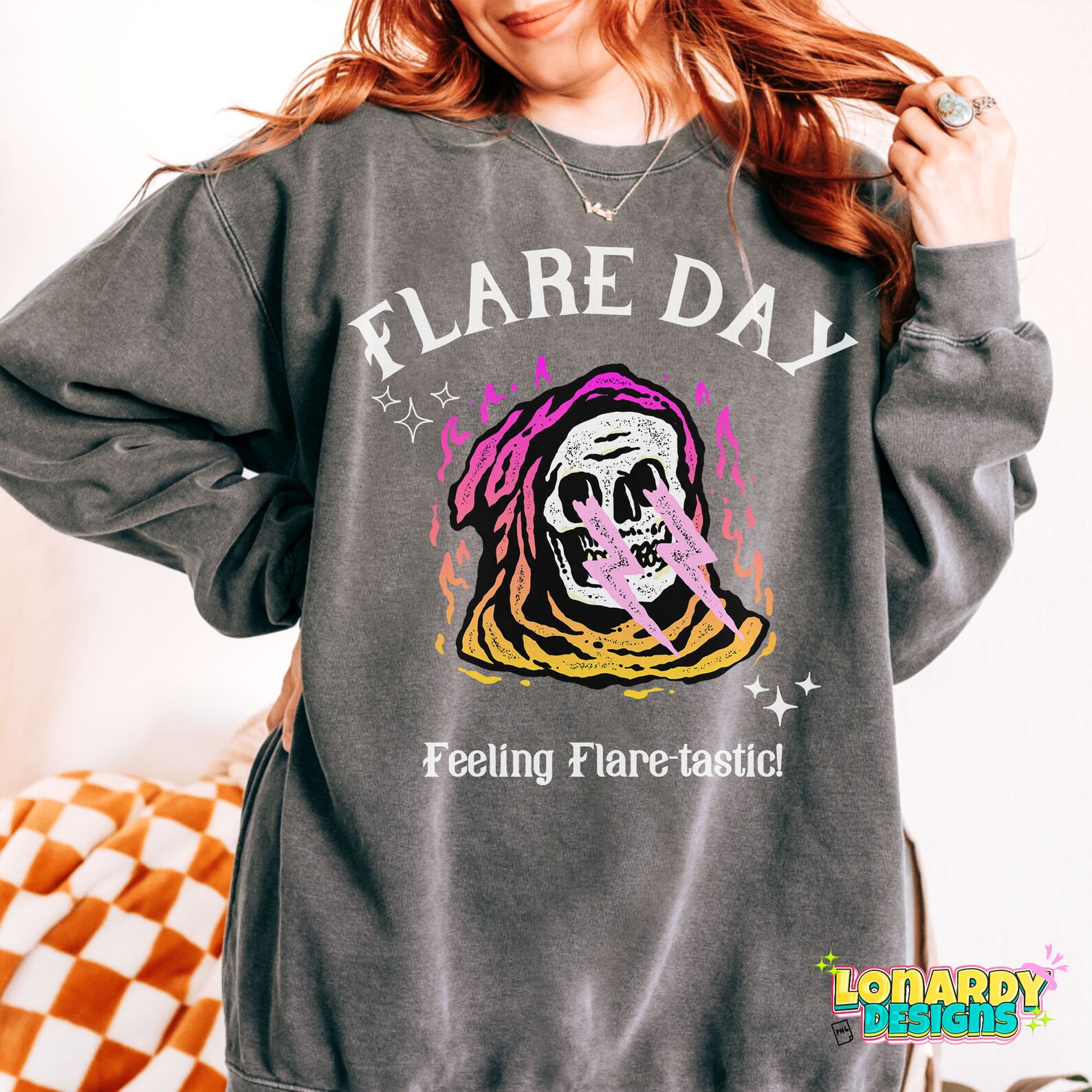 Flare Day PNG, Vintage Skull Sublimation Design, Chronic Illness ...
