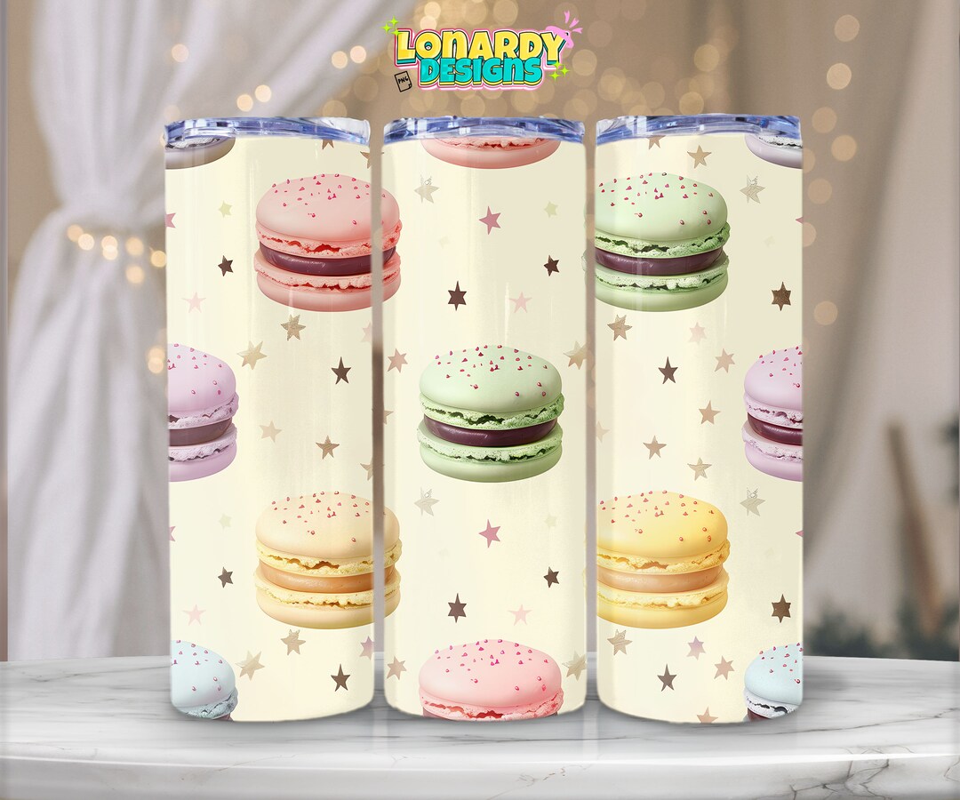 Pastel Macaroons Tumbler Wrap PNG Seamless Sweet Treat Pattern ...