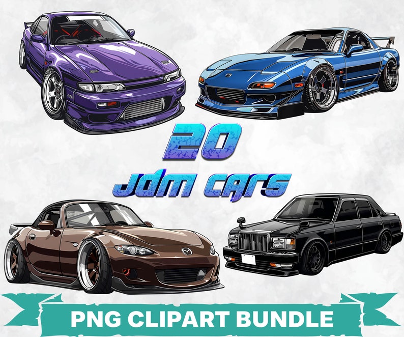 JDM Cars PNG Clipart Bundle, Japanese Tuner Car Sublimation Graphics ...