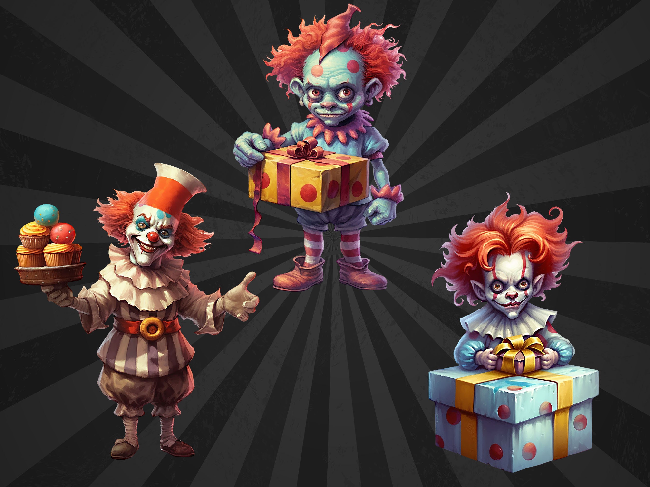 Creepy Clown Clipart Bundle Png Spooky Clowns Sublimation - Etsy