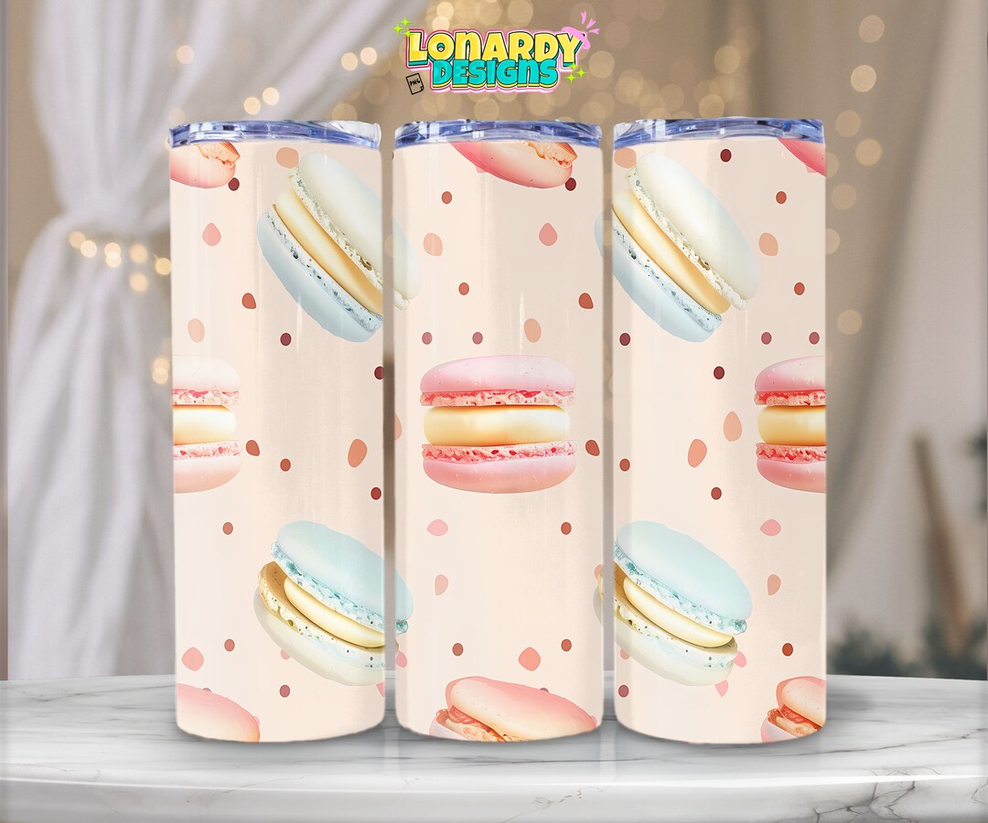 Pastel Macaroons Tumbler Wrap PNG Seamless Sweet Treat Pattern ...