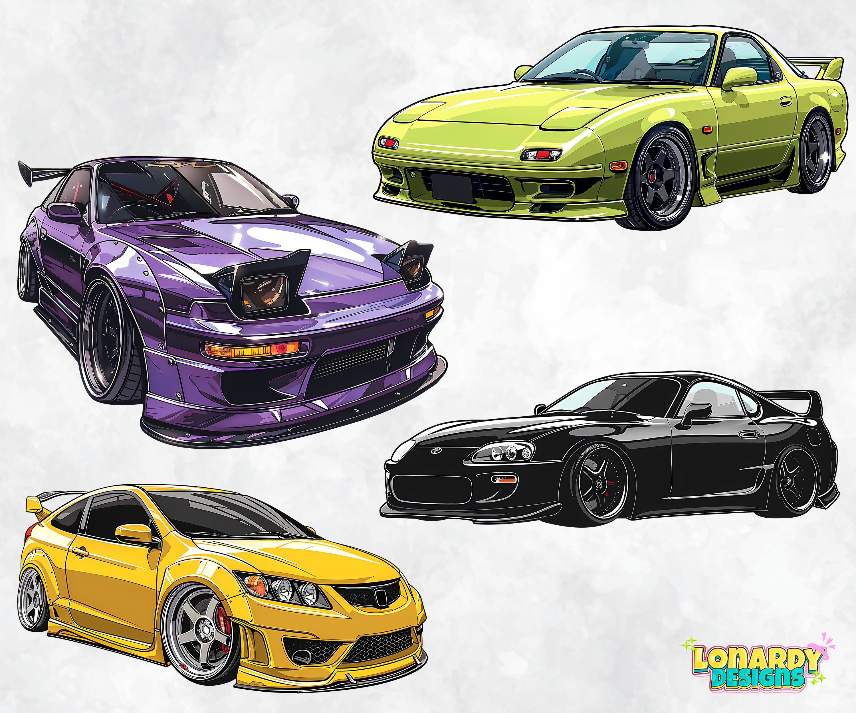 JDM Cars PNG Clipart Bundle Tuner Vehicle Printable Graphics Automotive ...