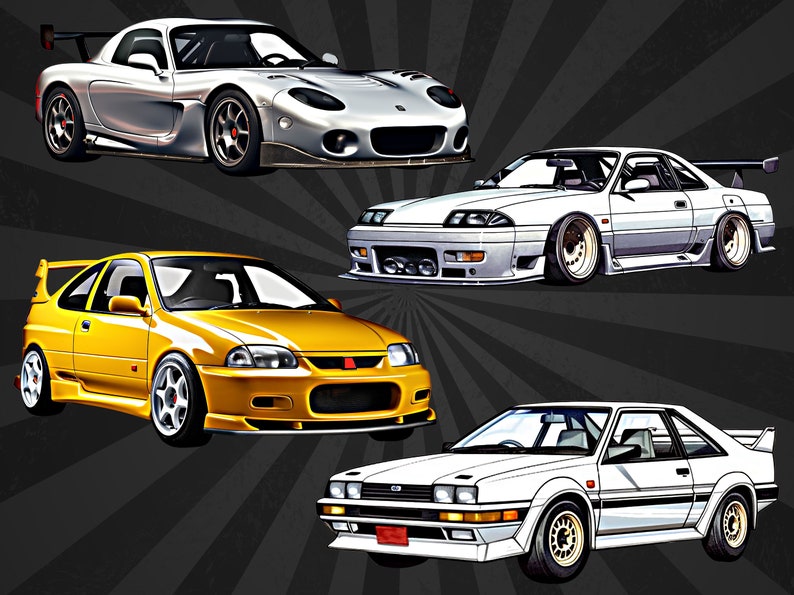 JDM Cars PNG Clipart Bundle , Japanese Tuner Car Graphics, Stance ...