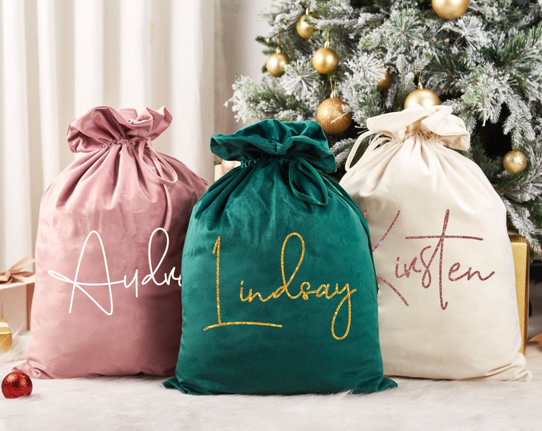 Christmas Velvet Santa Sack, Personalized Santa Sack Christmas Gift Bag ...
