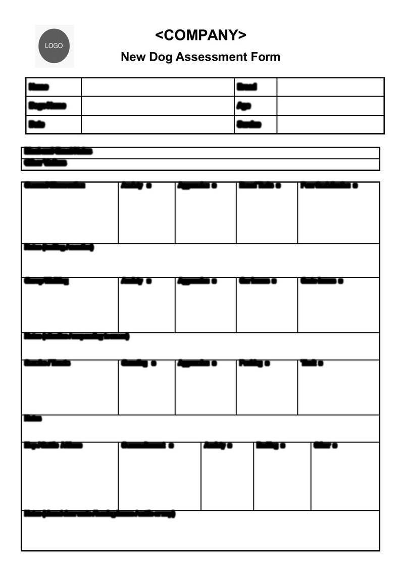 New Dog Assessment Form TEMPLATE - Etsy