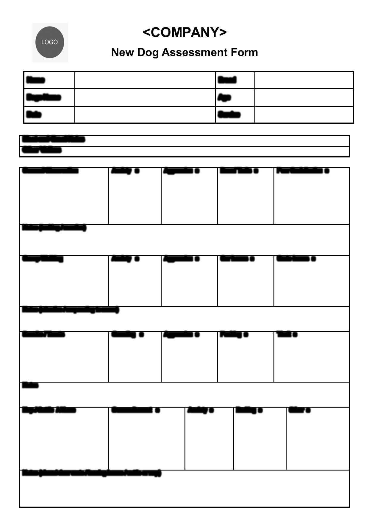 New Dog Assessment Form TEMPLATE - Etsy