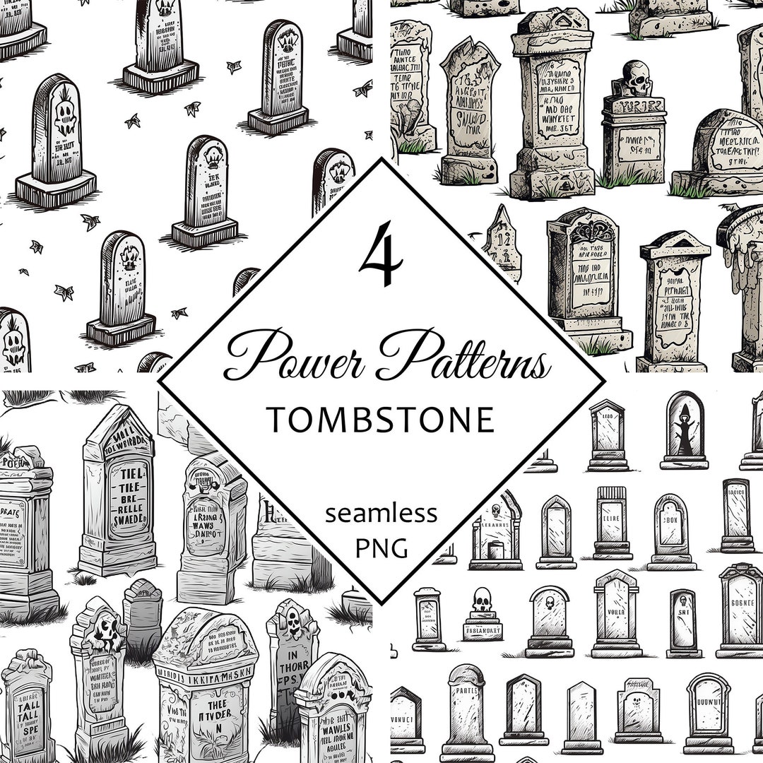 Tombstone Pattern for Halloween Seamless Digital Grave Paper - Etsy