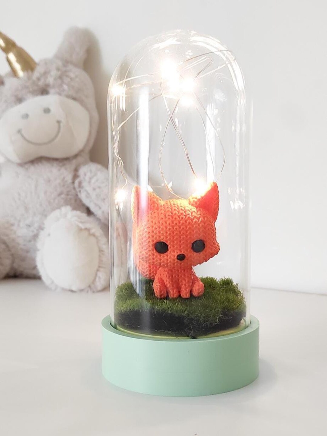 Fox Night Light - Glass Dome Nursery Lamp | Baby Room Decor | Fairy ...