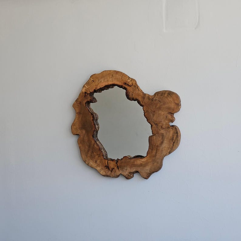 Handmade Live Edge Wood Mirror, Rustic Tree Slice Wall Decor - Etsy