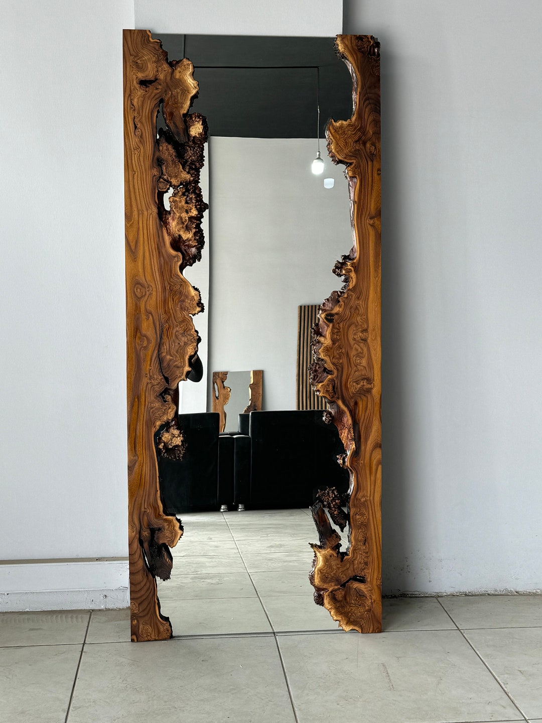 Handmade Live Edge Wood Mirror: Rustic Home Decor (31.5x74.5") - Etsy