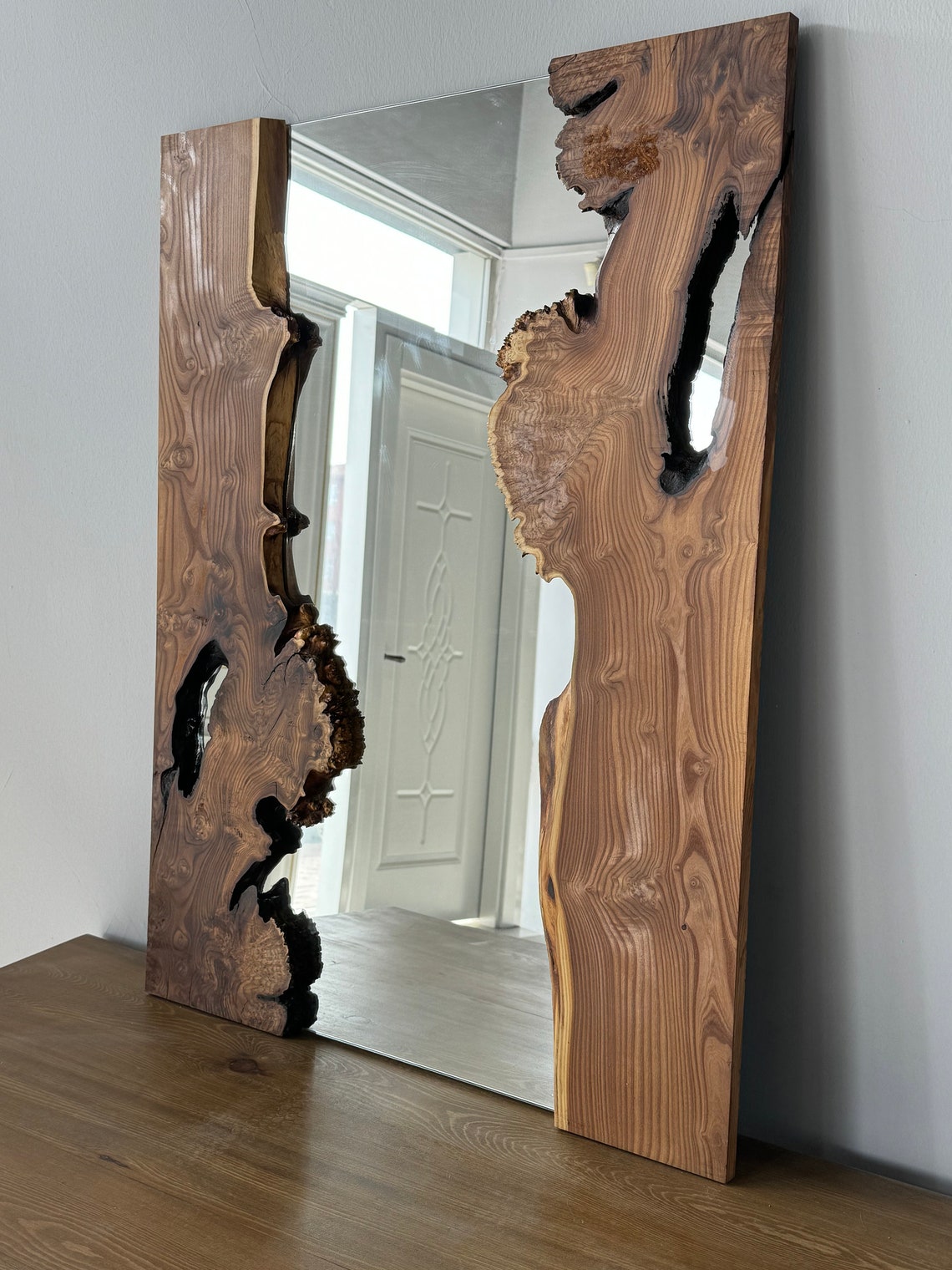 Live Edge Mirror, Wooden Mirror, Natural Live Edge Mirror, Natural Log ...