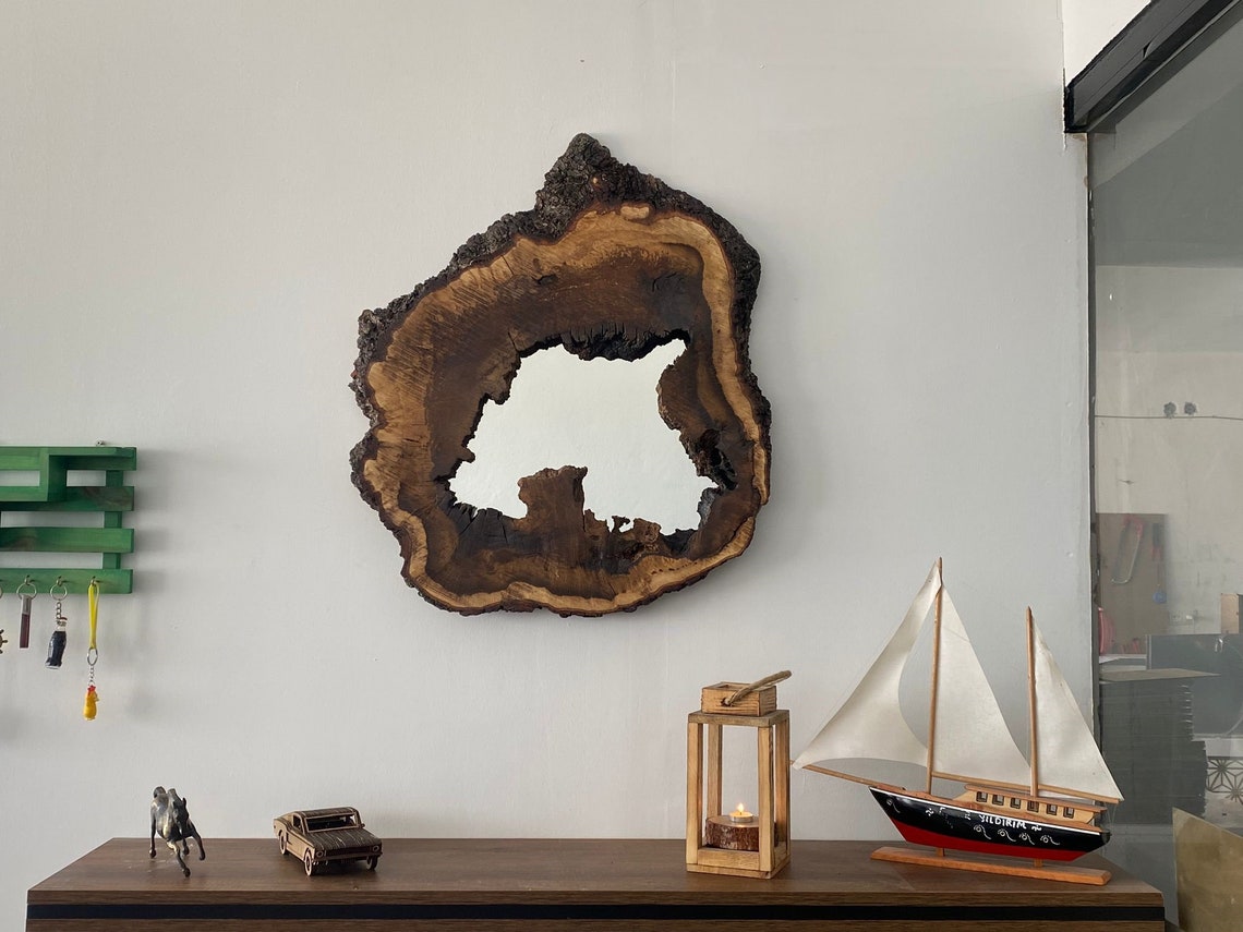 Live Edge Mirror, Wooden Mirror, Natural Live Edge Mirror, Natural Log ...