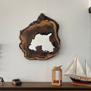 Live Edge Mirror, Wooden Mirror, Natural Live Edge Mirror, Natural Log ...