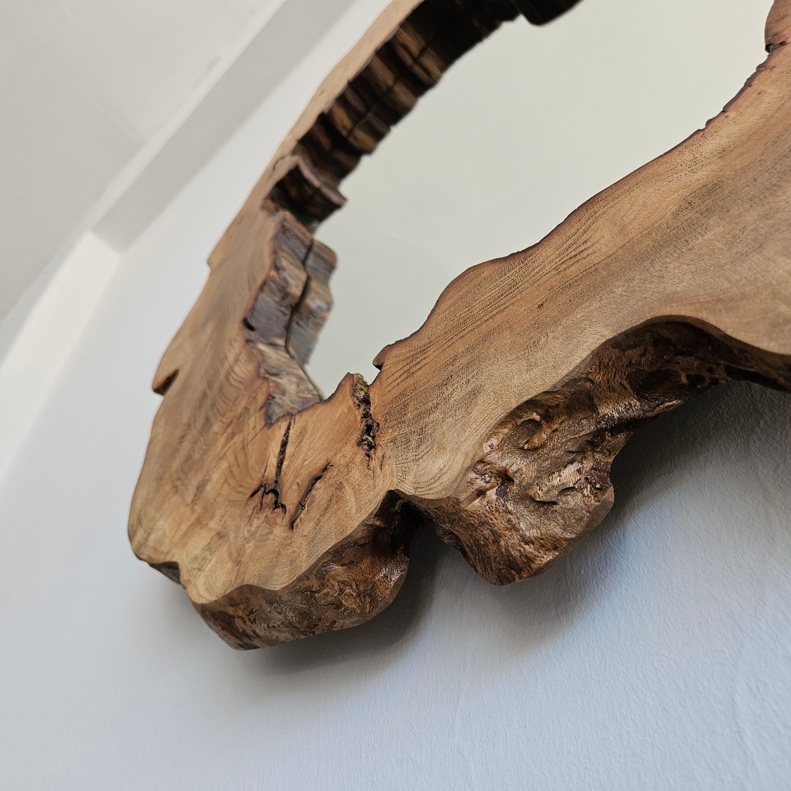 Handmade Live Edge Wood Mirror, Rustic Tree Slice Wall Decor - Etsy