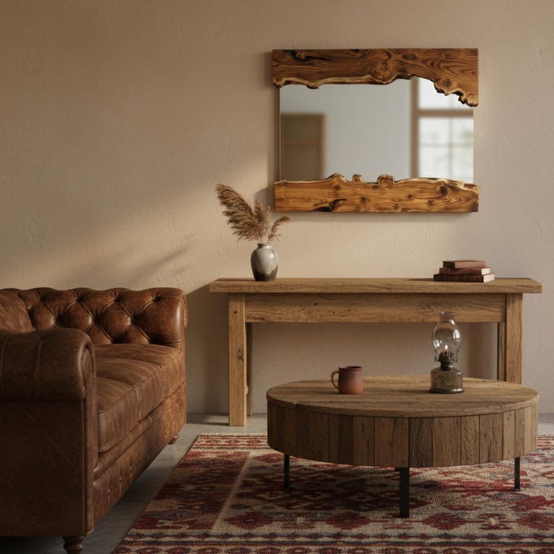 Live Edge Wood Mirror: Rustic Farmhouse Wall or Floor Mirror - Etsy