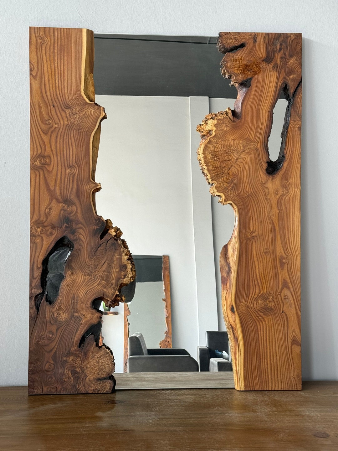 Live Edge Mirror, Wooden Mirror, Natural Live Edge Mirror, Natural Log ...