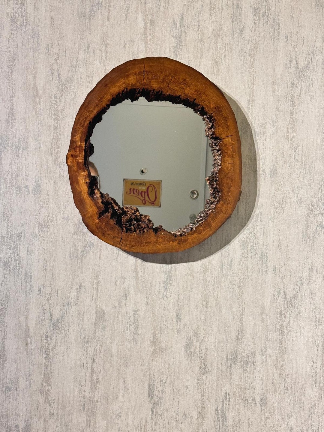 Handcrafted Natural Wood Edge Decorative Wall Mirror, Unique and One-of ...
