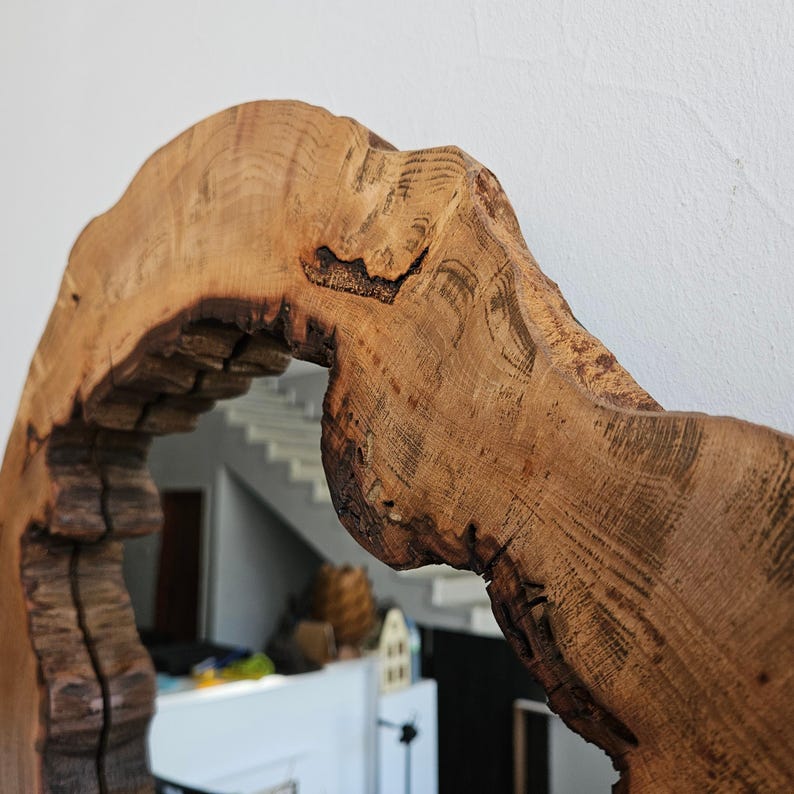 Handmade Live Edge Wood Mirror, Rustic Tree Slice Wall Decor - Etsy