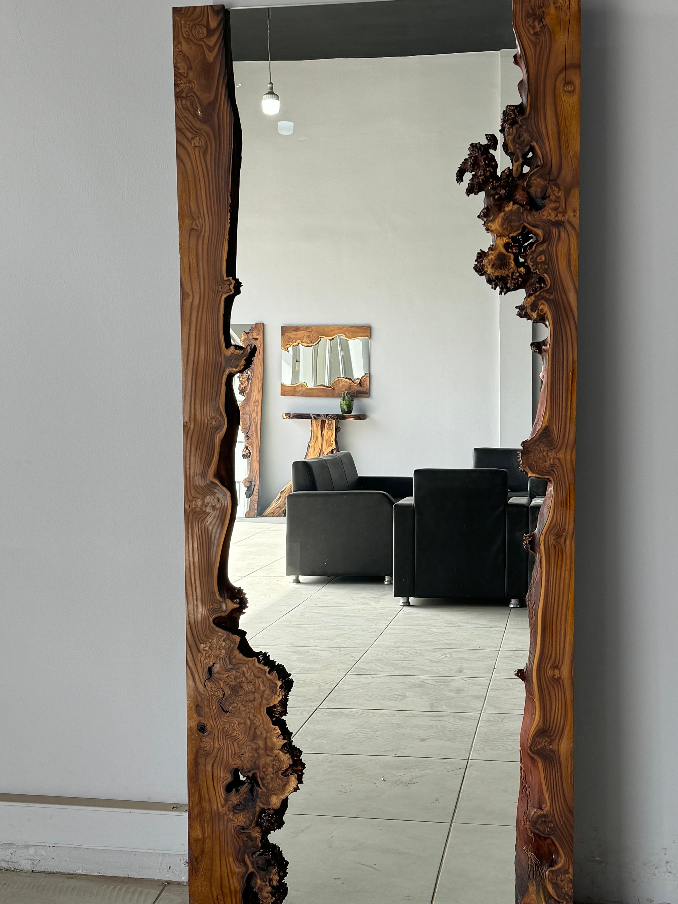Handmade Live Edge Wood Mirror: Rustic Home Decor (31.5x74.5") - Etsy