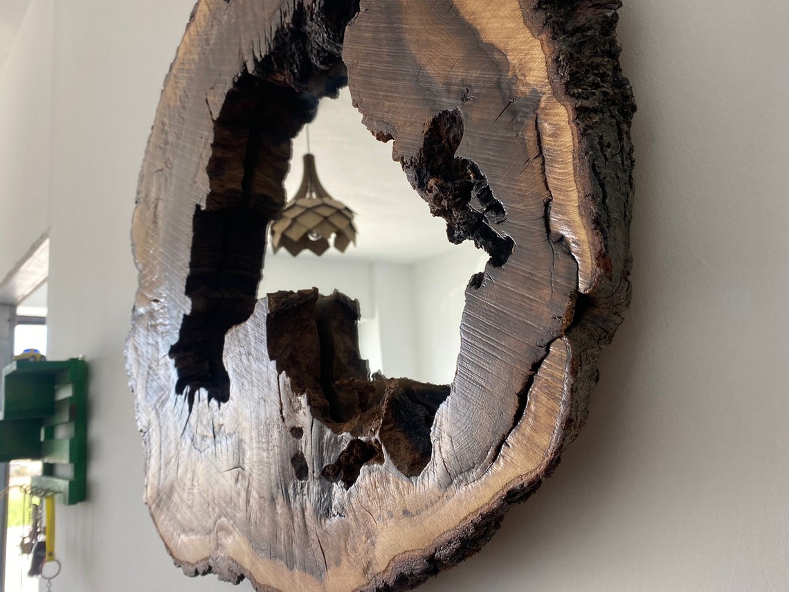 Live Edge Mirror, Wooden Mirror, Natural Live Edge Mirror, Natural Log ...