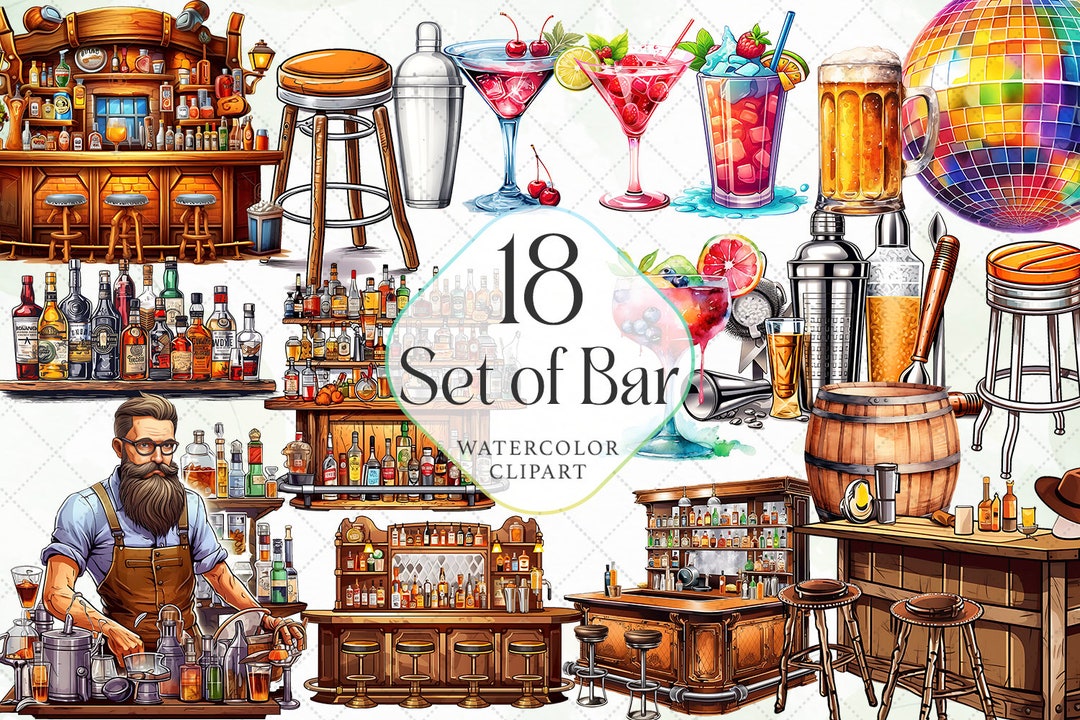 Bar Clipart Cocktail Clipart Water Color Cocktail Clipart - Etsy