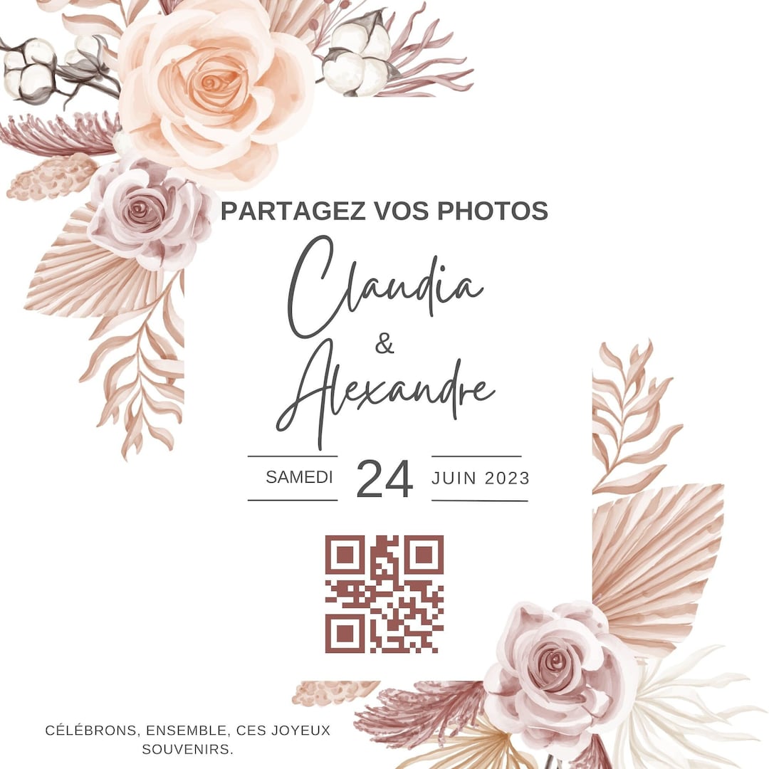 Plantilla de invitación de boda Código QR Boda - Etsy México