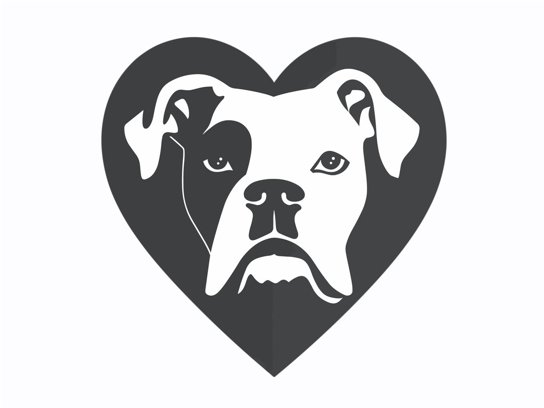 Caricaturized Boxer Dog and Heart Decal Design Vibrant Printable ...