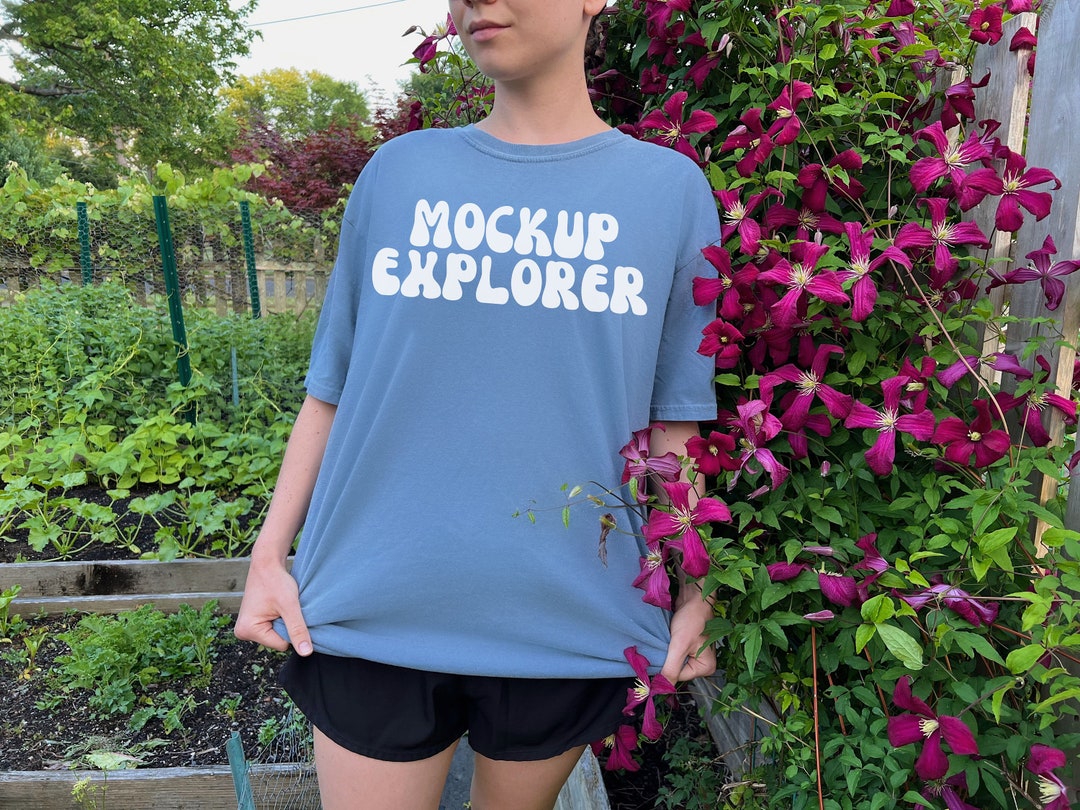 Comfort Colors 1717 Blue Jean Mockup, C1717 Front Mockup, Blue Jean ...