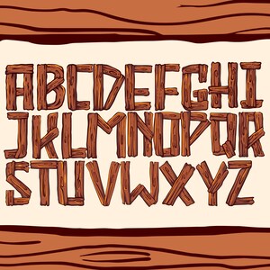 Rustic Wood Font Clipart: PNG SVG Alphabet Bundle - Etsy