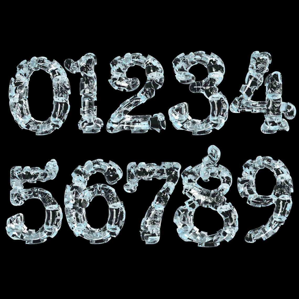 3D Ice Letters PNG SVG Bundle, Ice Font, Ice Alphabet, Winter Font ...