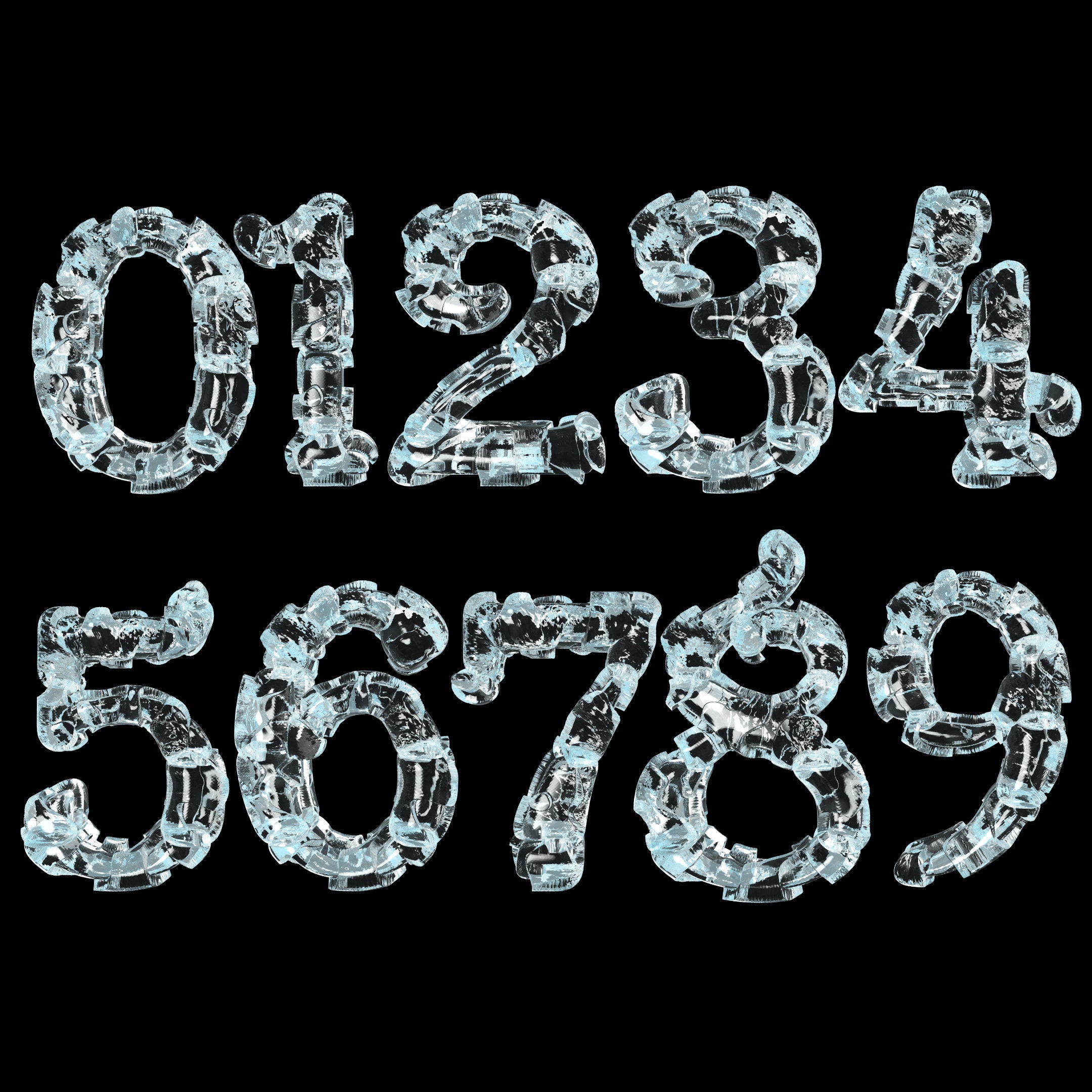 3D Ice Letters PNG SVG Bundle, Ice Font, Ice Alphabet, Winter Font ...