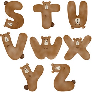 Watercolor Bear Font Clipart PNG SVG Bundle, Animal Font, Bear Alphabet ...