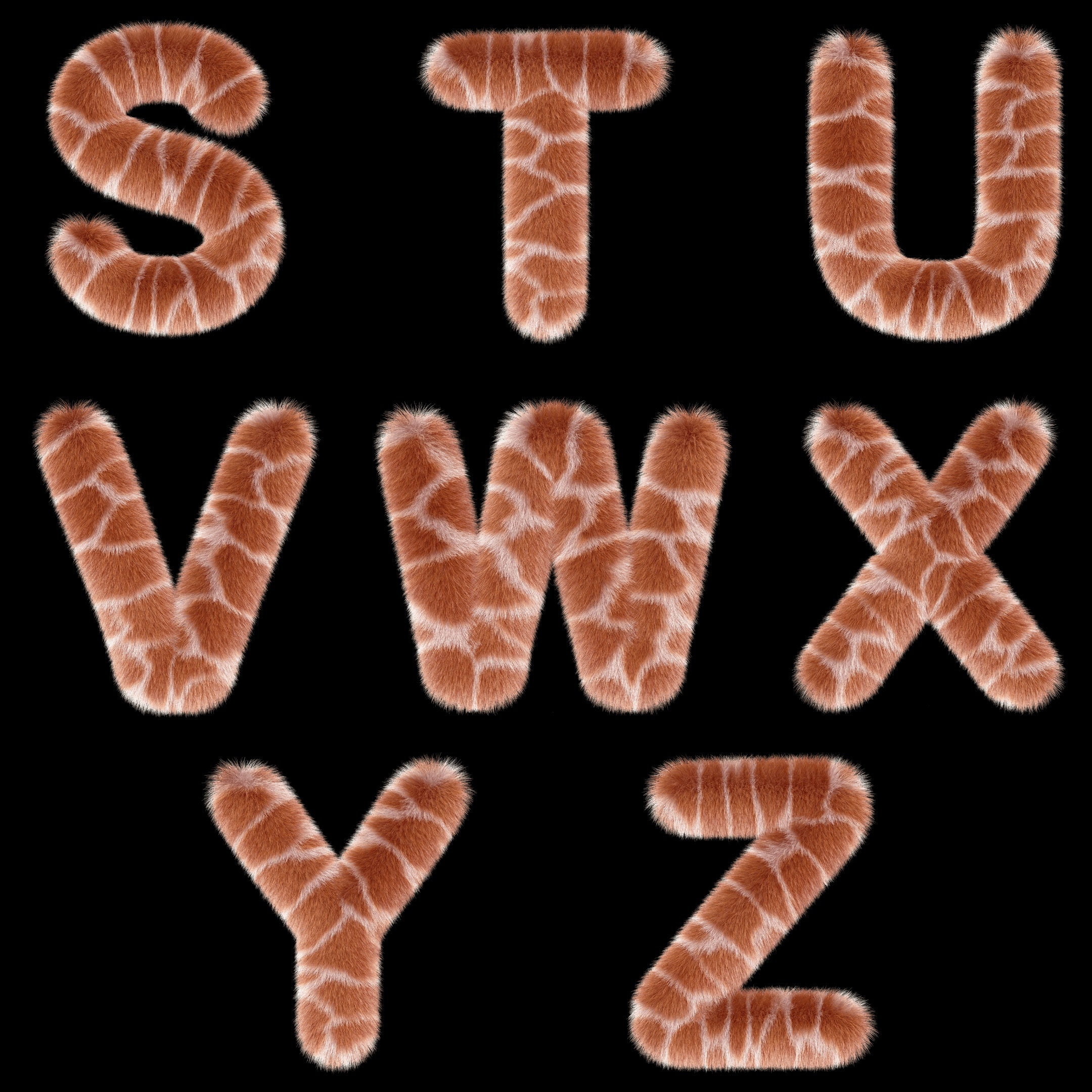3D Furry Letters Clipart PNG SVG Bundle, Furry Giraffe Font, Fluffy ...