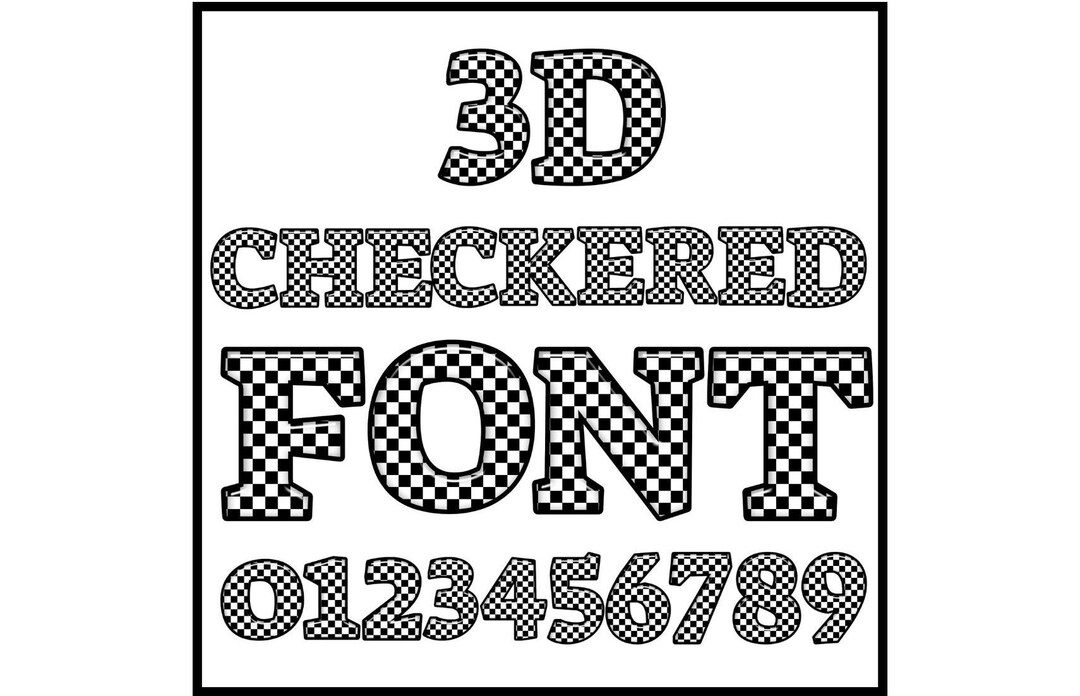 3D Checkered Font Clipart PNG SVG Bundle, Checkered Alphabet, Checkered ...