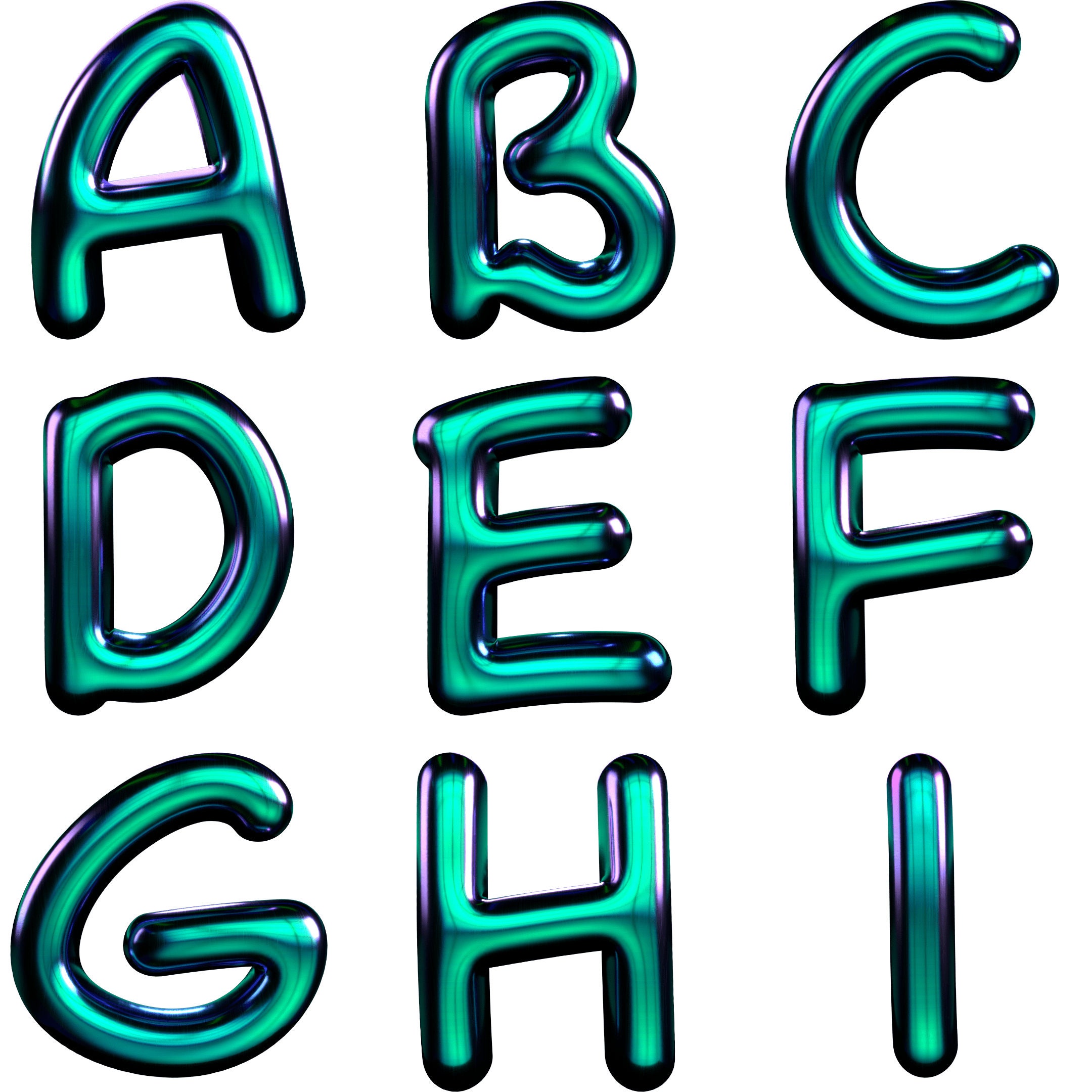 3D Metallic Letters Clipart PNG SVG Bundle, Metallic Font, Metallic ...