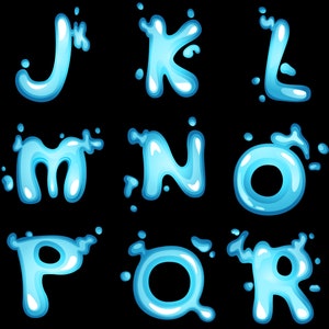 Water Letters Clipart PNG SVG Bundle, Water Font, Water Alphabet, Ocean ...