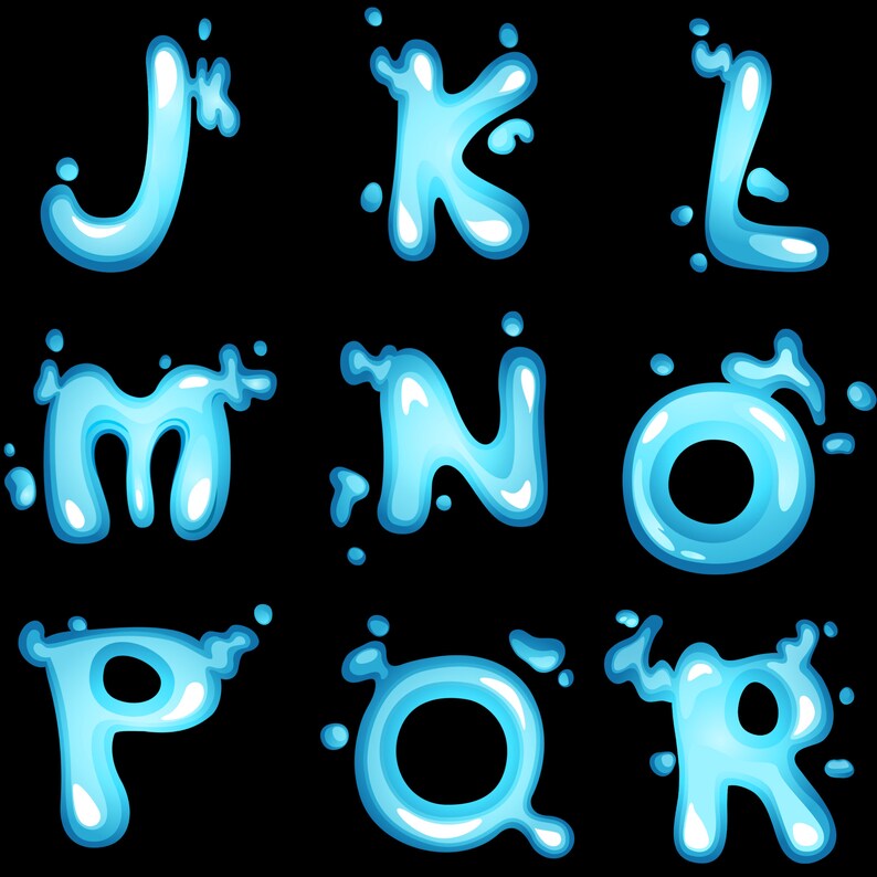 Water Letters Clipart PNG SVG Bundle, Water Font, Water Alphabet, Ocean ...