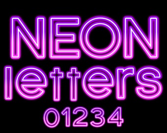 Blue Neon Letters PNG SVG Clipart Bundle, Neon Alphabet, Neon Font Svg ...