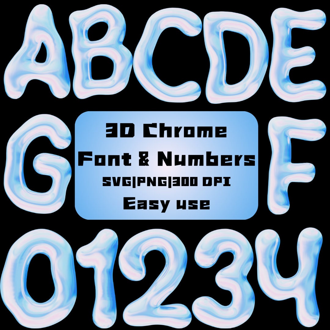 3D Bubbly Holographic Letters Clipart PNG SVG Bundle, Bubbly Font ...