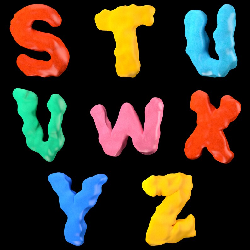 3D Clay Font Clipart PNG SVG Bundle, Colorful Letters, Handmade ...
